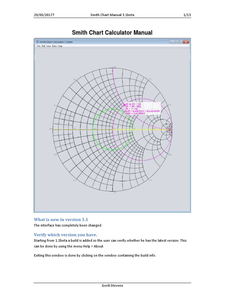 Smith Chart Calculator Manual: What Is New in Version 3.1 | PDF ...