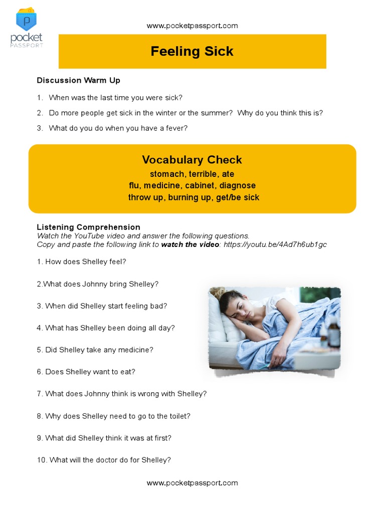 Feeling Sick: Vocabulary Check | PDF | Influenza | Wellness
