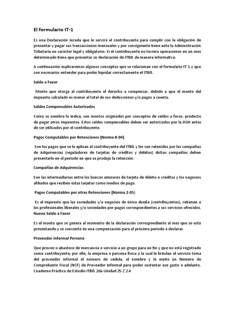 El Formulario IT-1 | PDF