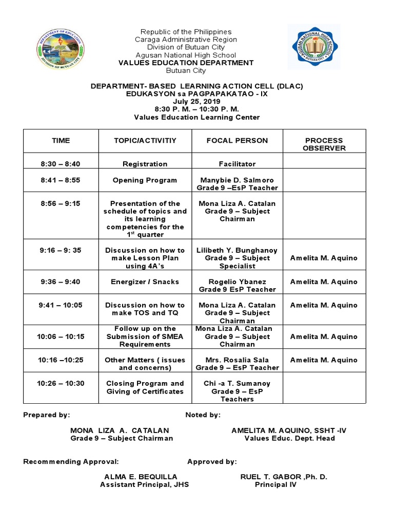 Republic of The Philippines Caraga Administrative Region Division of Butuan City Agusan National ...