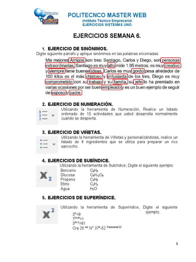 Ejercicios prácticos de herramientas de Word para mejorar la presentación y el formato de ...
