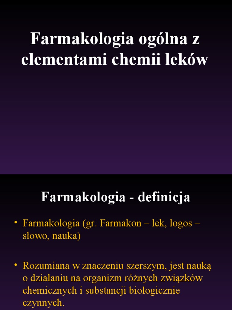 Farmakologia, Elementy Chemii Leków | PDF