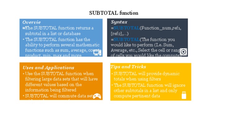 Understanding the SUBTOTAL Function | PDF