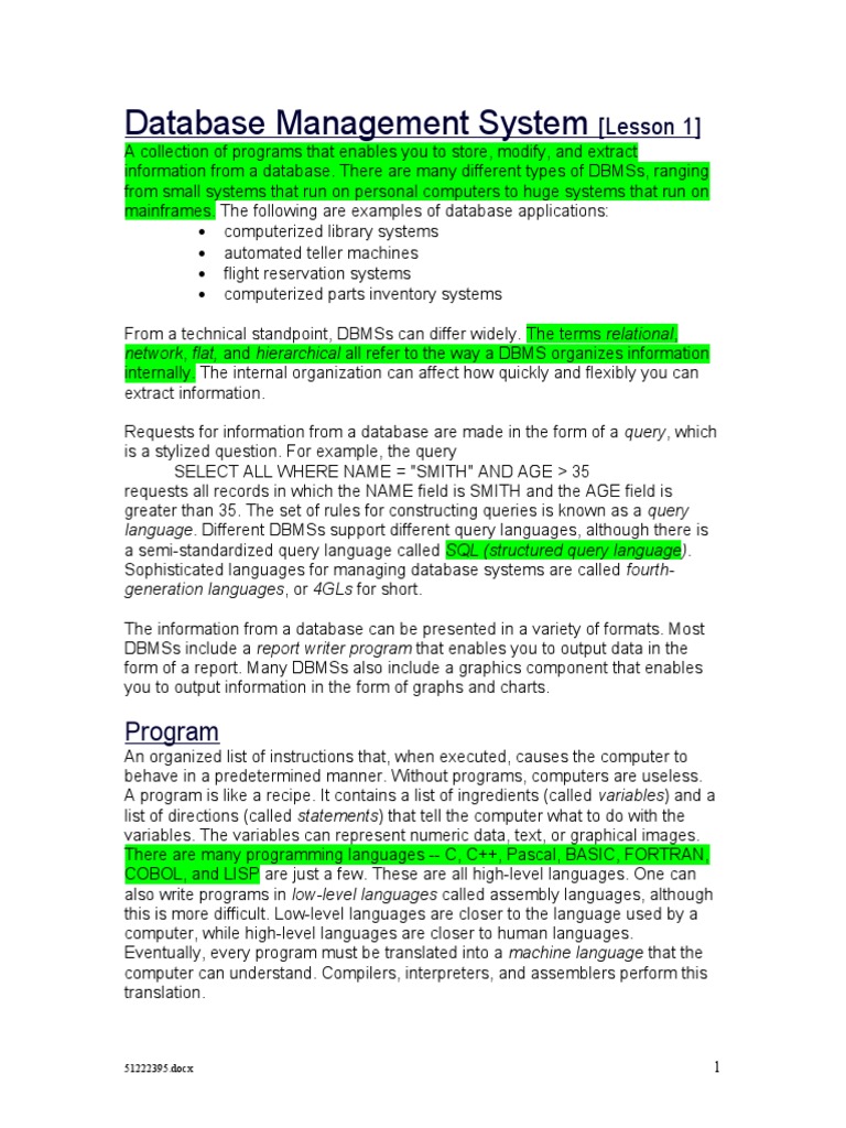 Database Management System: Program | Download Free PDF | File System ...