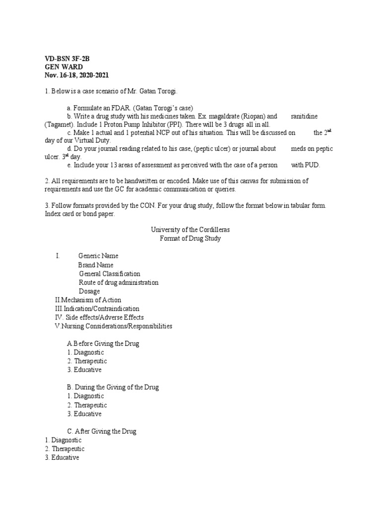 VD-BSN 3F-2B Gen Ward Nov. 16-18, 2020-2021 | PDF | Dose (Biochemistry ...