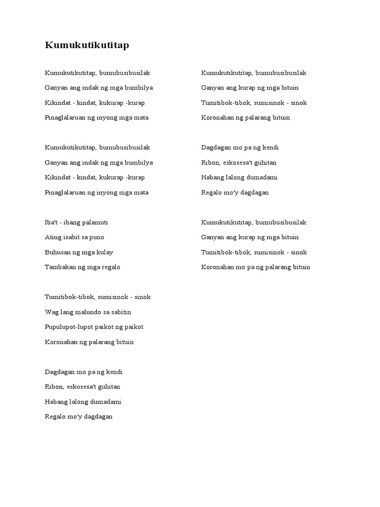Kumukutikutitap Lyrics | PDF