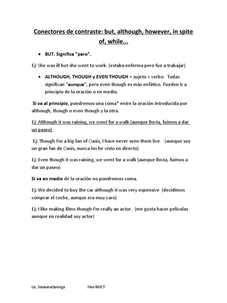 Conectores de Contraste | PDF