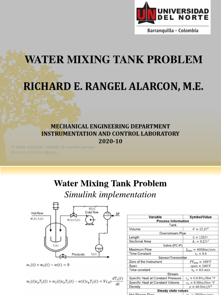 Water Mixing Tank Problem Richard E. Rangel Alarcon, M.E | PDF ...