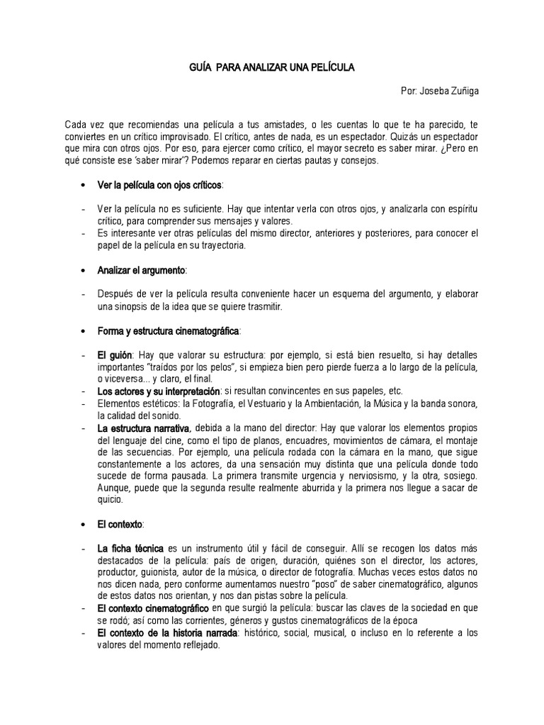 Guía para Analizar Una Película | PDF | Cine