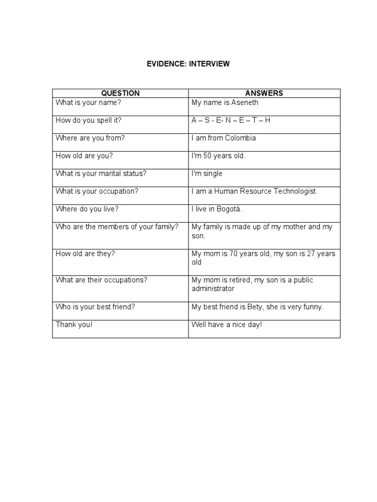 Evidence Interview | PDF