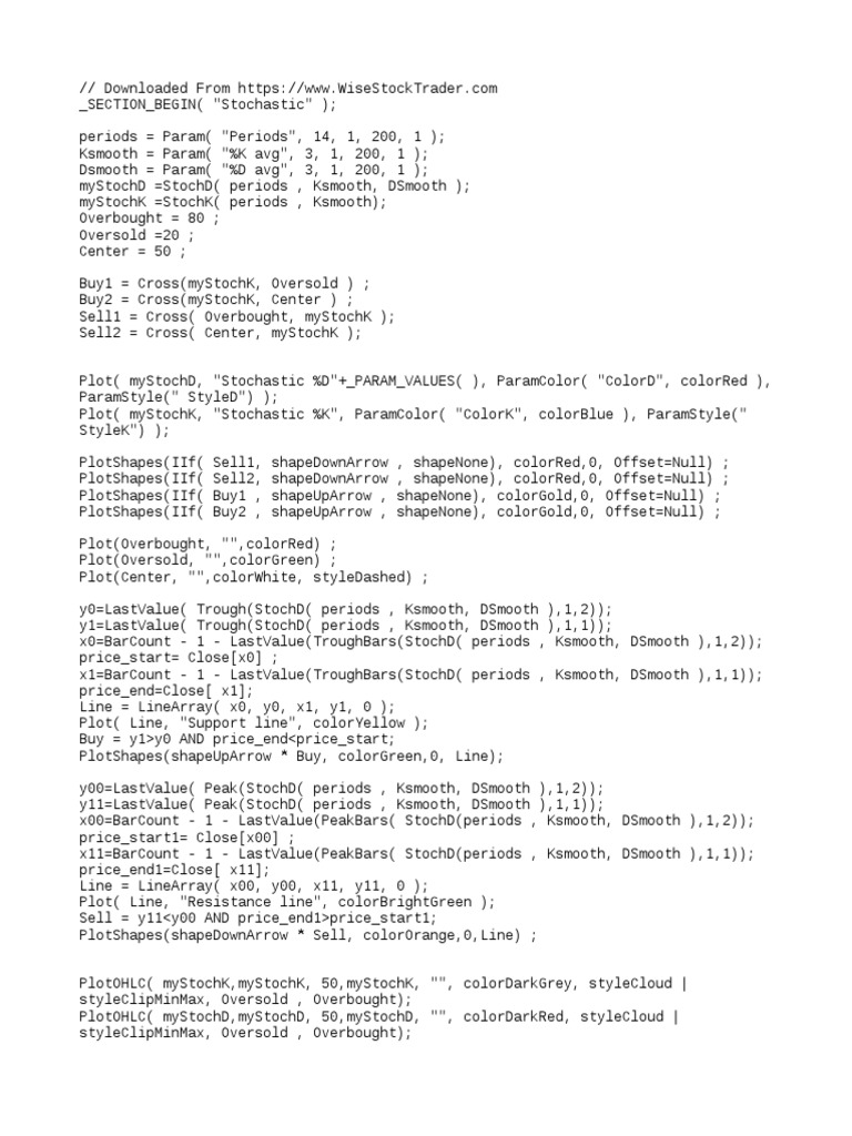 Stochastic Indicator Afl for Amibroker | PDF