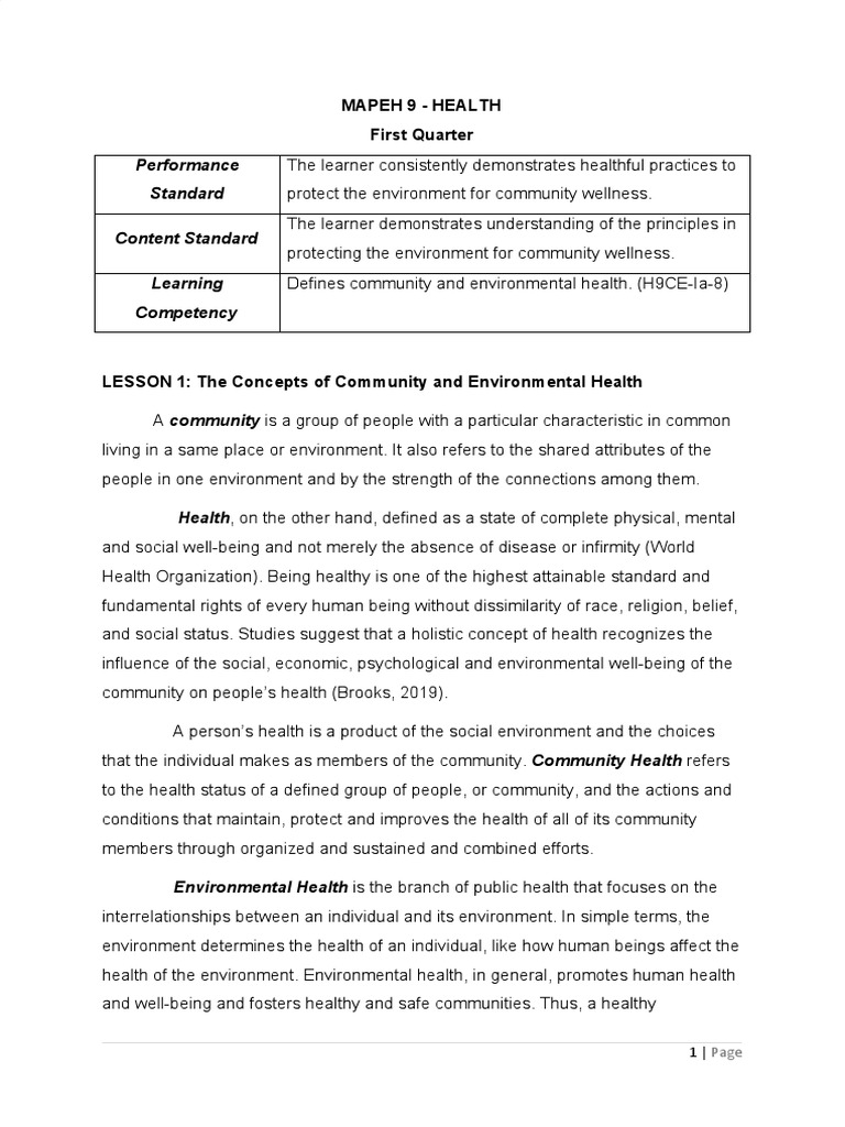 Health 9 - Quarter 1 - Lesson 1 | PDF | Psychological Concepts | Cognition