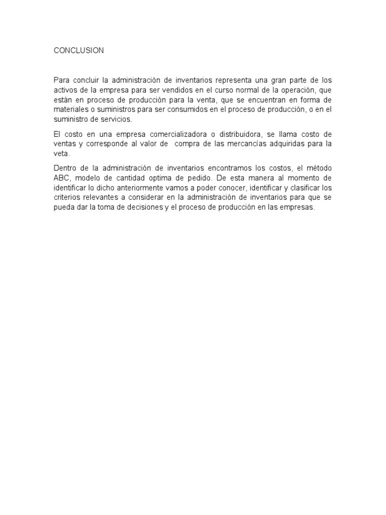 Conclusion de Inventario | PDF