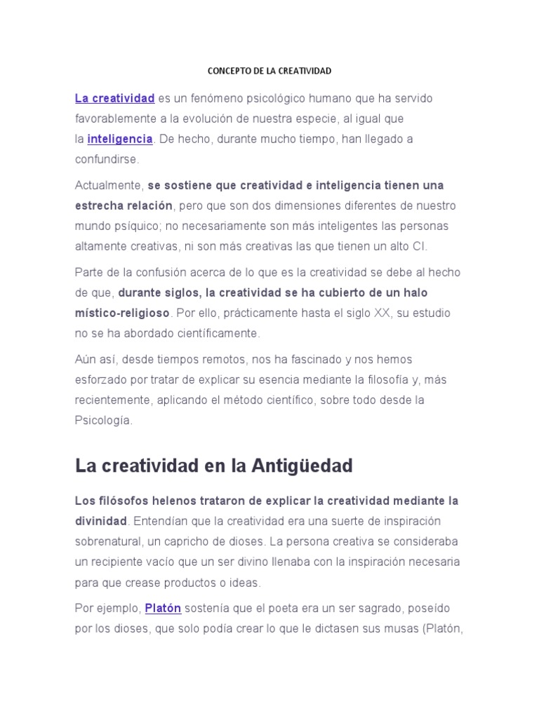 Concepto de La Creatividad | PDF | Creatividad | Inteligencia