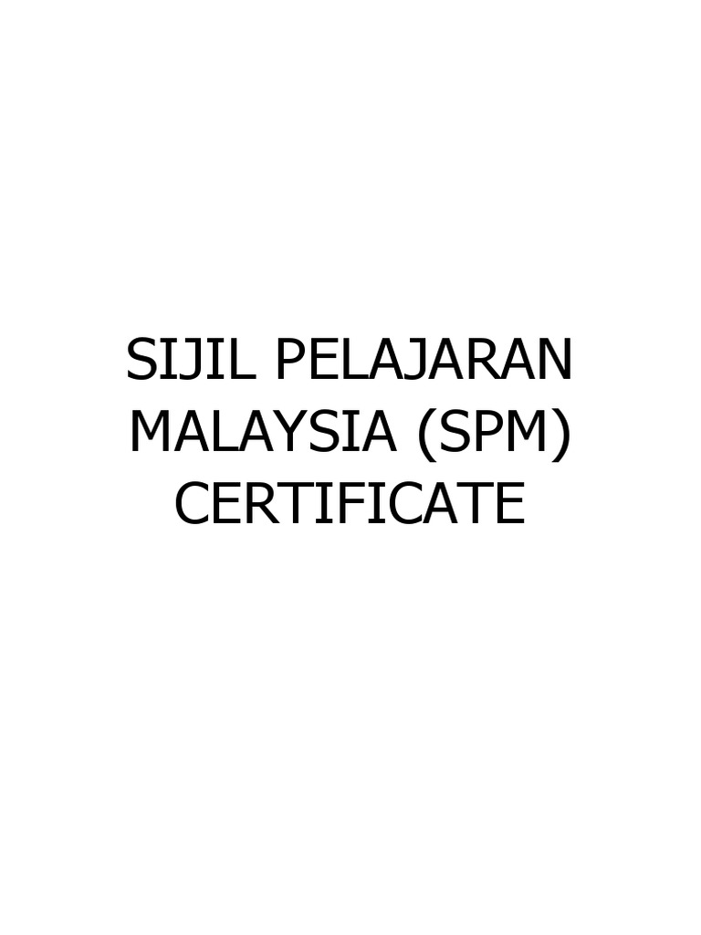 Front Cover - SPM Certificate PDF | PDF
