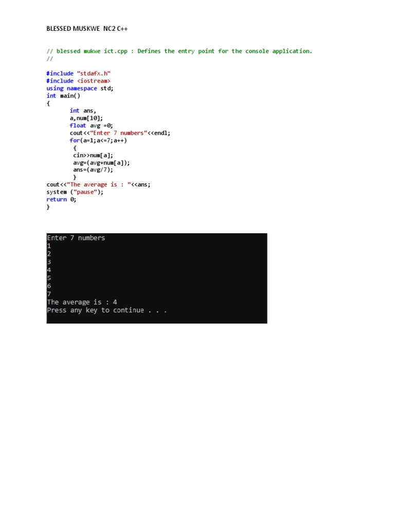 Blessed Muskwe Nc2 C++: "Stdafx.h" | PDF