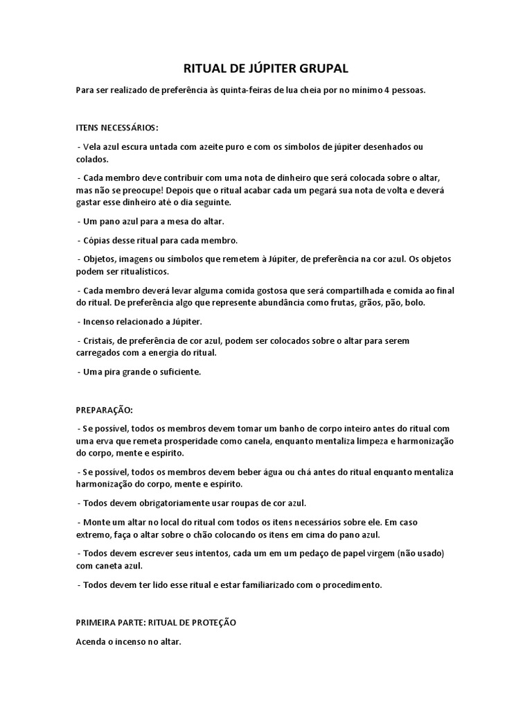 Ritual de Júpiter Grupal PDF | PDF | Zeus | Religião e crença