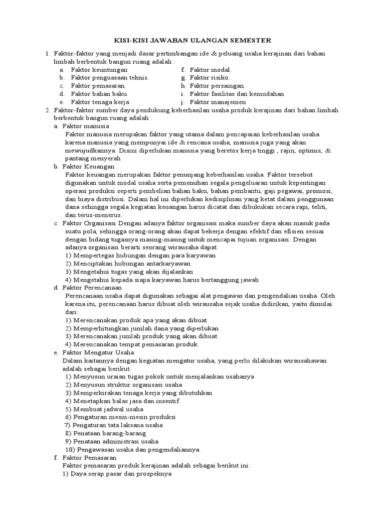 Kisi2 Jawban Tugas Pkwu | PDF