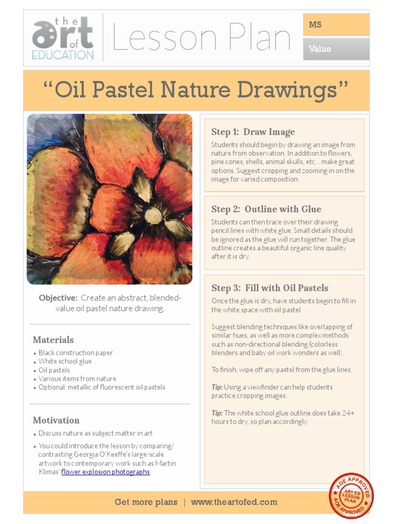 Oil Pastel Nature Art Lesson | PDF | Drawing | Art Media