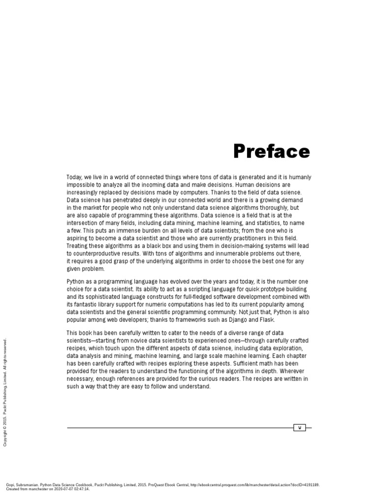 Python Data Science Cookbook - (Preface) PDF | PDF | Copyright ...
