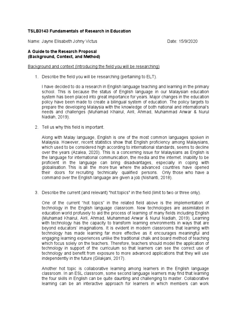 Background and Context of The Research | PDF | English As A Second Or ...