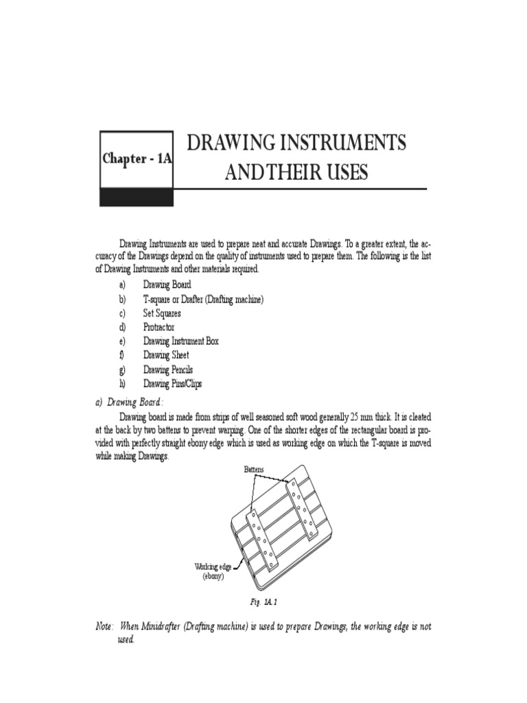 Drawing Instruments and Their Uses: Chapter - 1A | PDF | Ellipse | Space