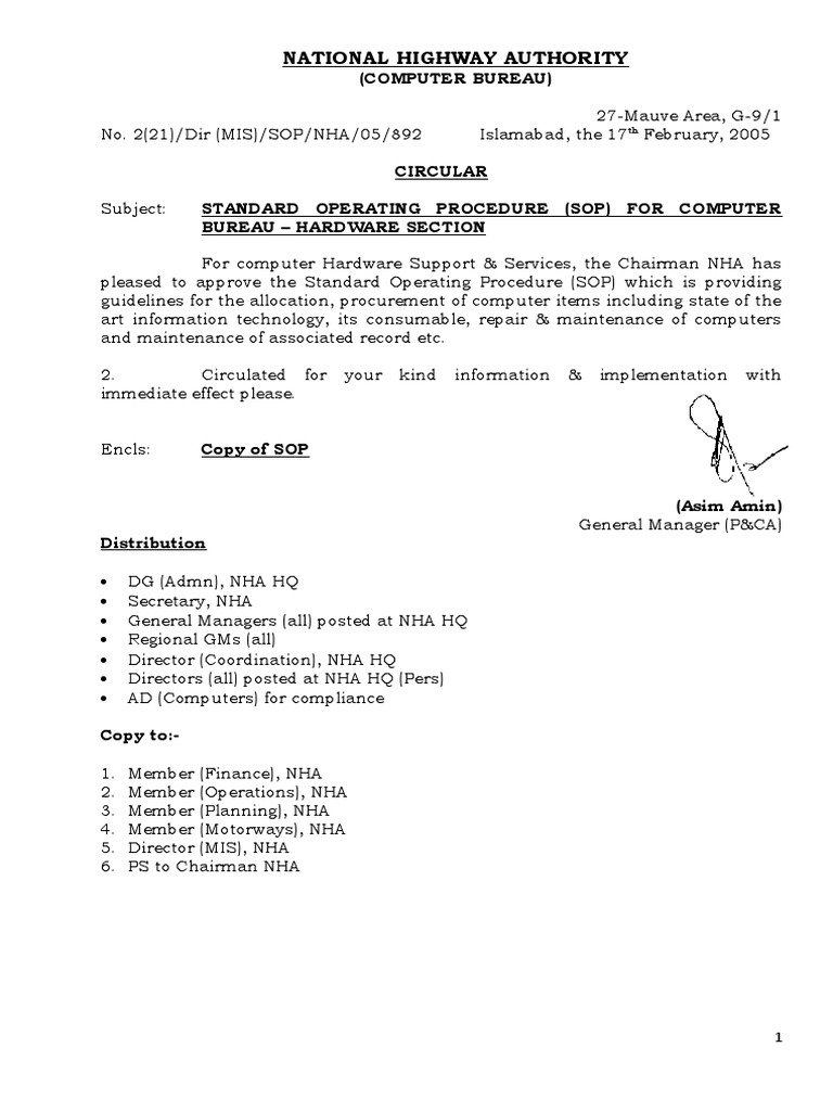 SOP For Computer Bureau Hardware Section | PDF | Procurement | Printer (Computing)