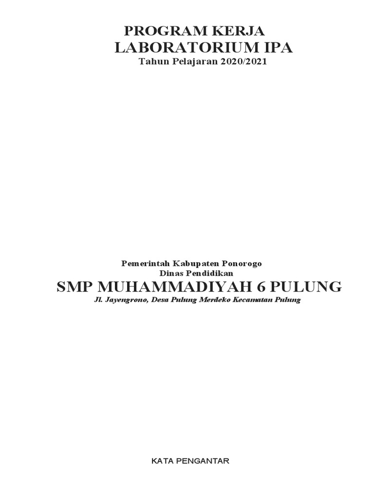 Program Kerja Lab Ipa Muh 6 2020-2021 | PDF