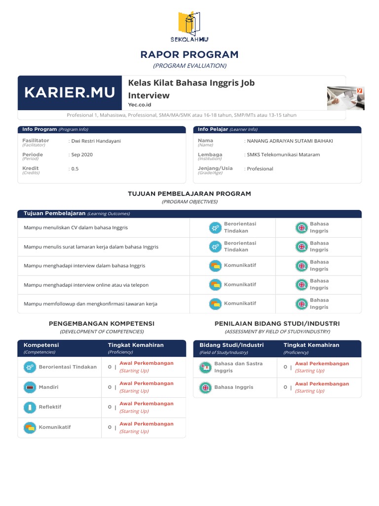 Rapor Program Sekolahmu | PDF