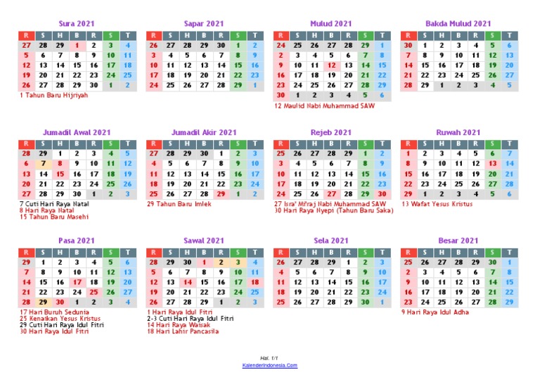 Kalender Jawa 2021 Lengkap | PDF | Holidays | Semitic Words And Phrases