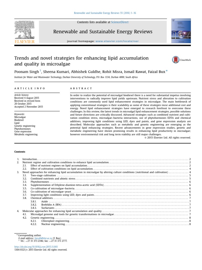 Enhancing Lipid Accumulation in Microalgae | PDF | Algae Fuel | Metabolism