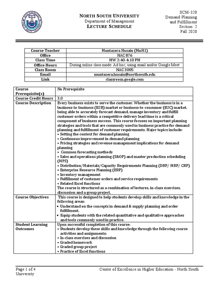 SCM 320.2 Course Outline | PDF | Business | Learning