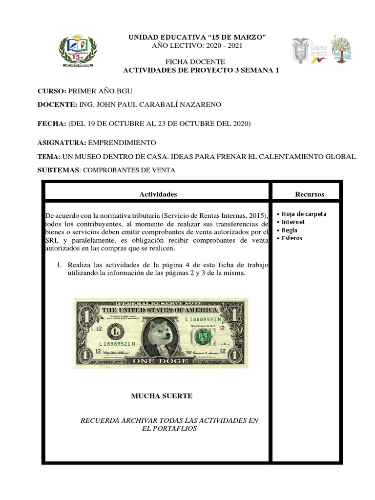Semana 1-Proyecto 3 - Aprendamos Juntos en Casa-1bgu - Emprendimiento ...