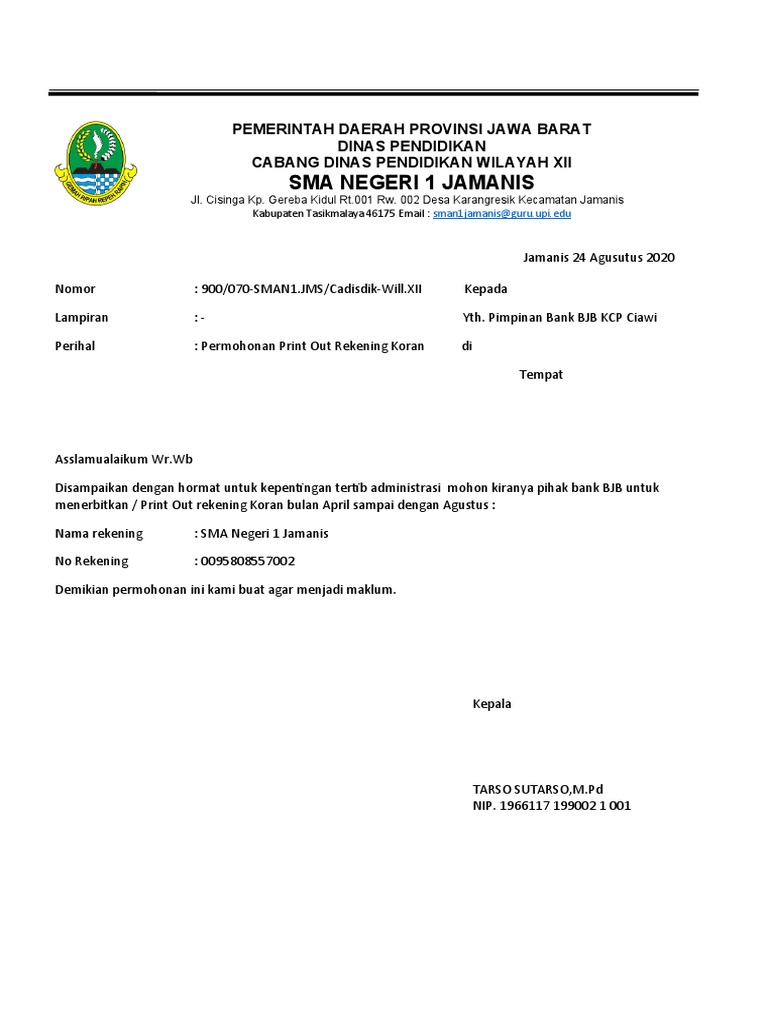 Surat BJB | PDF