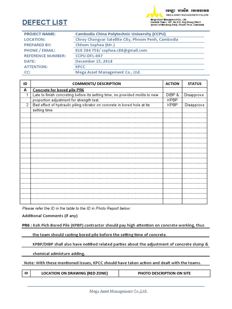 CCPU-Defect List #007-15.dec.2018 | PDF | Concrete | Components