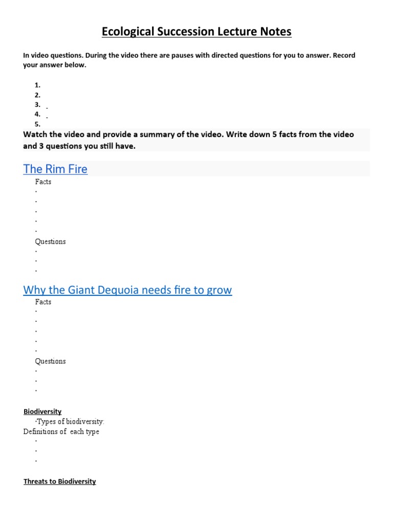 Ecological Succession Study Guide | PDF | Wellness