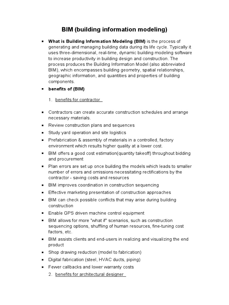 What Is Building Information Modeling (BIM) Is The Process of | PDF ...