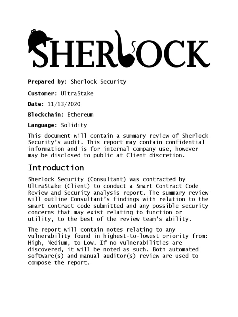Sherlock Security - UltraStake Audit Report | PDF | Vulnerability (Computing) | Audit