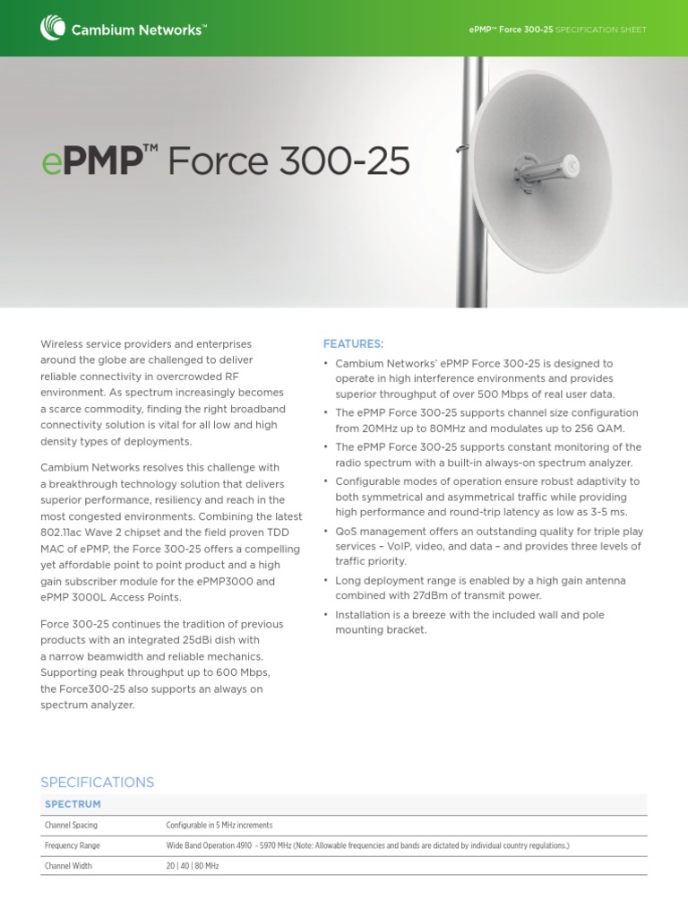 Force 300-25: Specifications | PDF | Antenna (Radio) | I Pv6