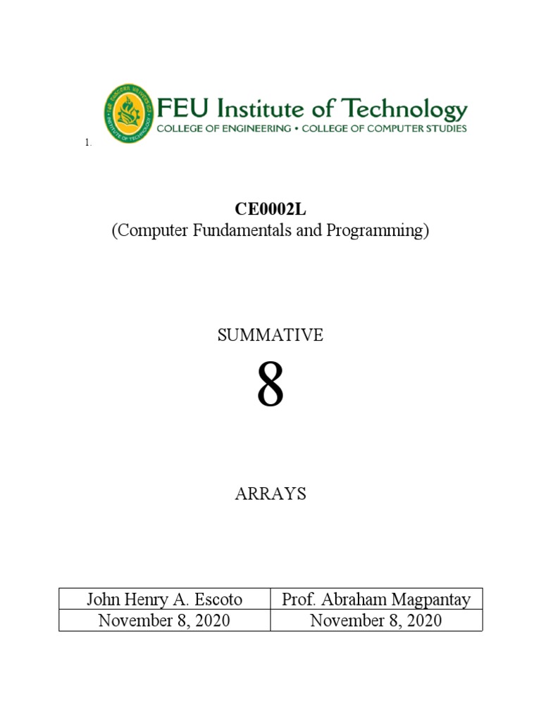Technical Summative Assessment 8 | PDF | Array Data Structure | Computer Program