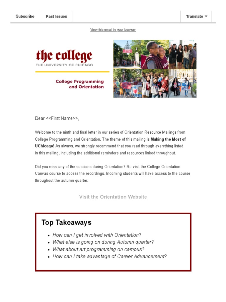 Orientation Resource Mailing Making The Most of Uchicago | PDF | Mentorship | Communication