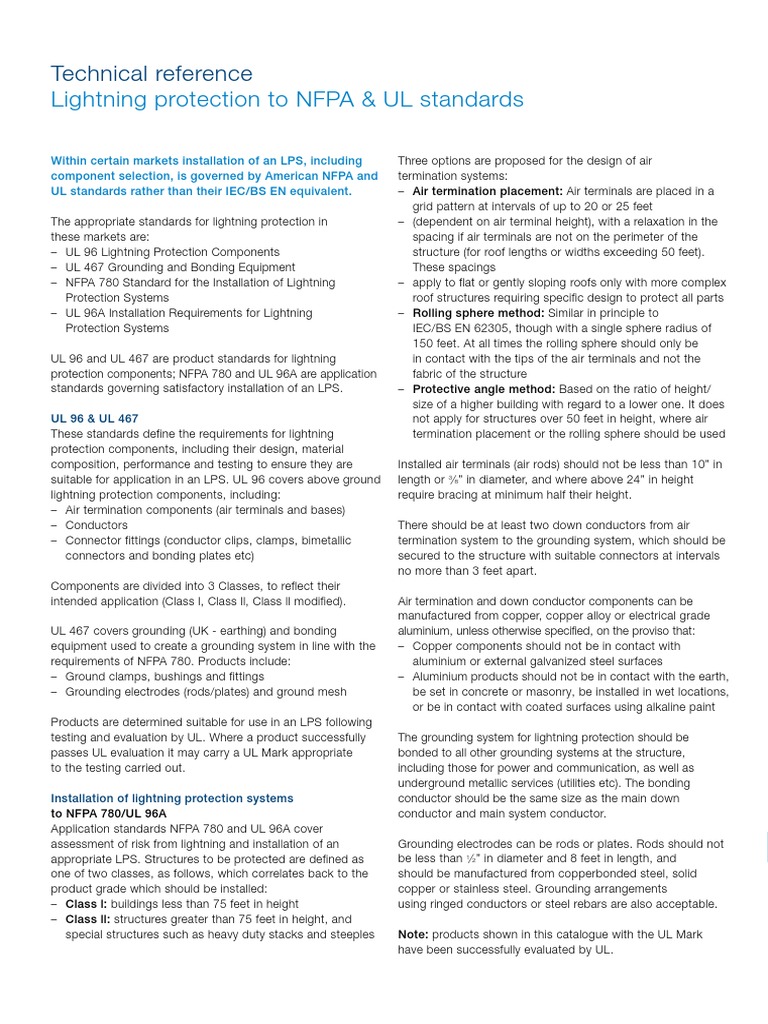 Technical Reference - Lightning Protection To Nfpa and Ul Standards ...