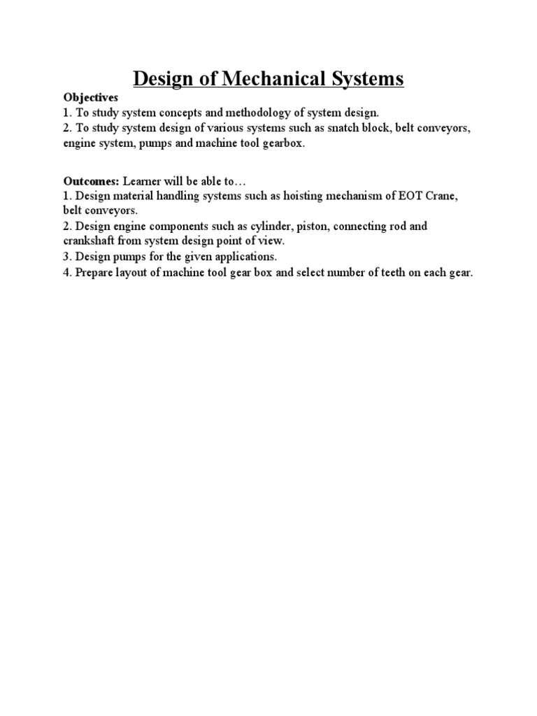 Mechanical System Design Overview | PDF