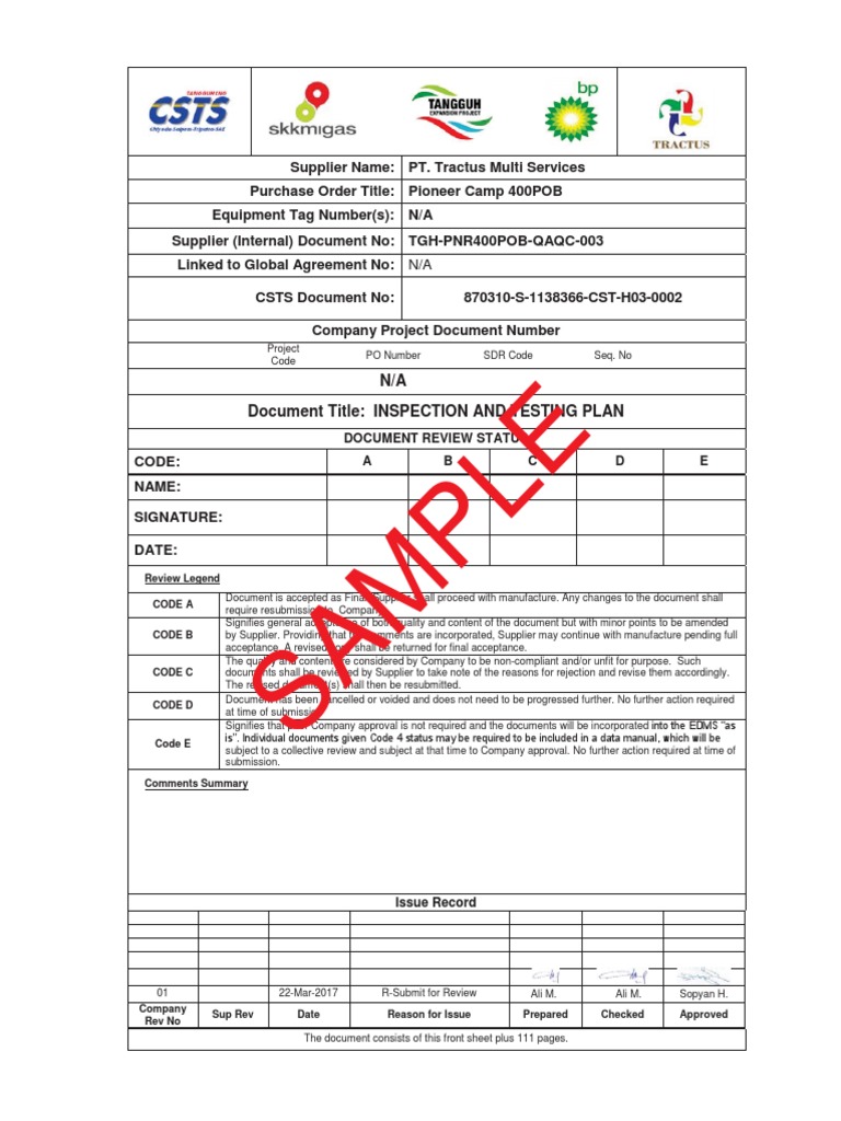 Sample ITP Document PDF | Download Free PDF | Air Conditioning ...