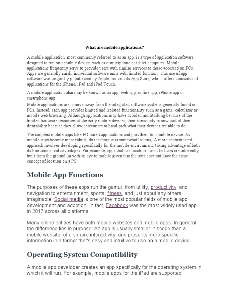 Mobile App Functions: What Are Mobile Applications? | PDF | Mobile App ...