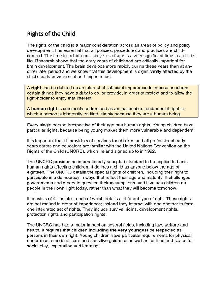 Rights of The Child PDF | PDF | Children's Rights | Convention On The ...