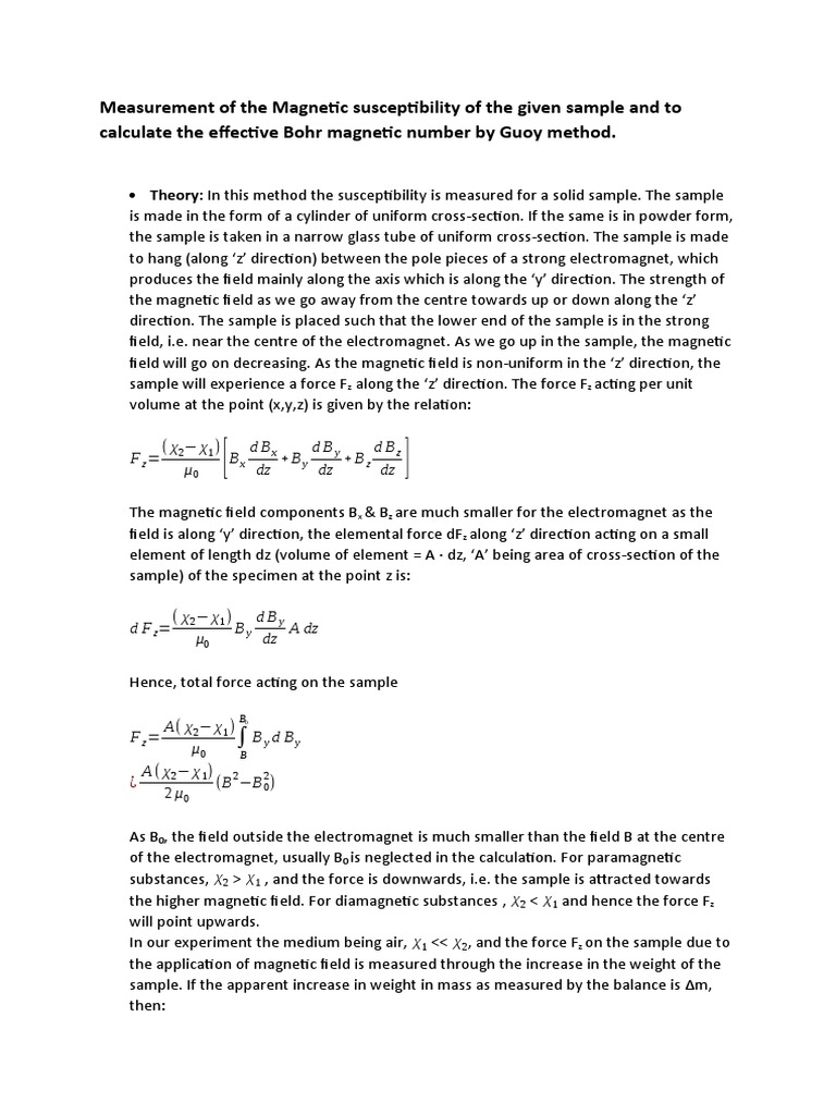 Measurement and Analysis of the Magnetic Susceptibility of Manganese(II ...