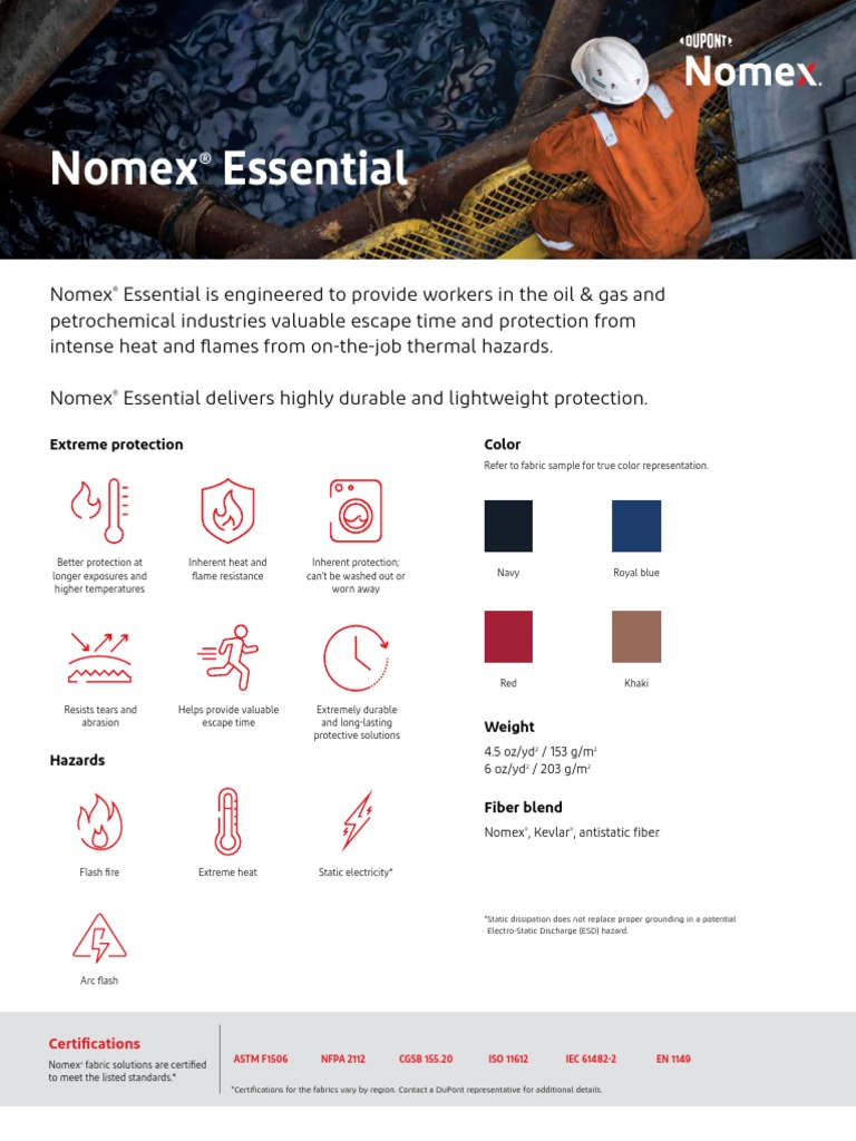 Nomex Essential: Extreme Protection Color | PDF | Electrostatic ...