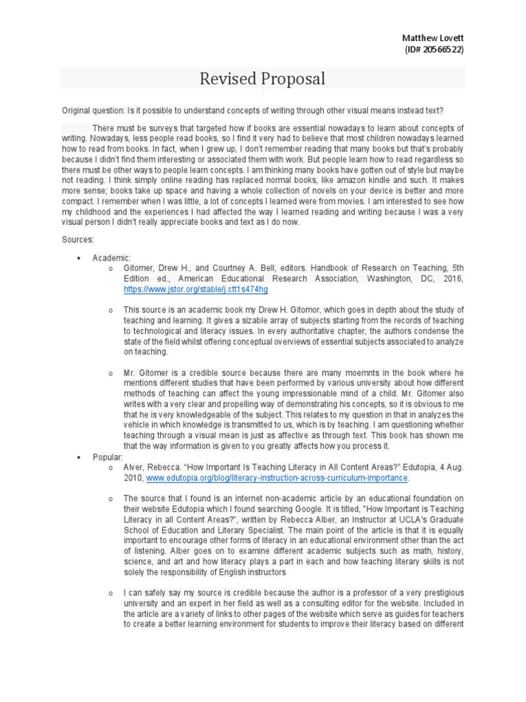 Revised Proposal | PDF | Teachers | Literacy