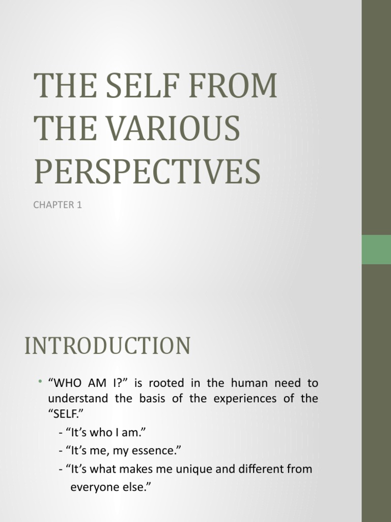 Perspectives on the Concept of Self | PDF | Id | Mind